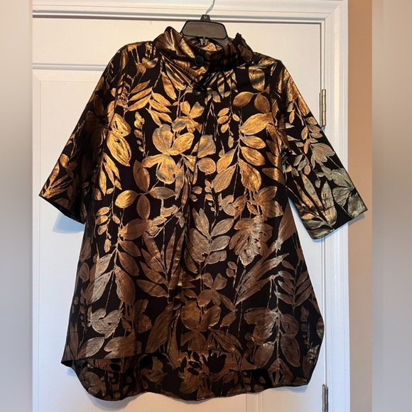 bryn Walker | Jackets & Coats | Bryn Walker Black And Gold Floral ...